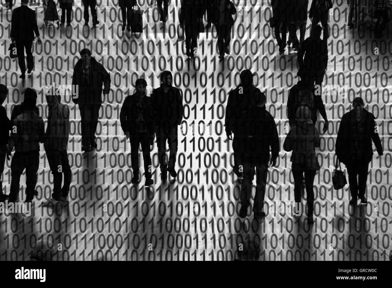 Data Protection People With Binary Code Stock Photo - Alamy