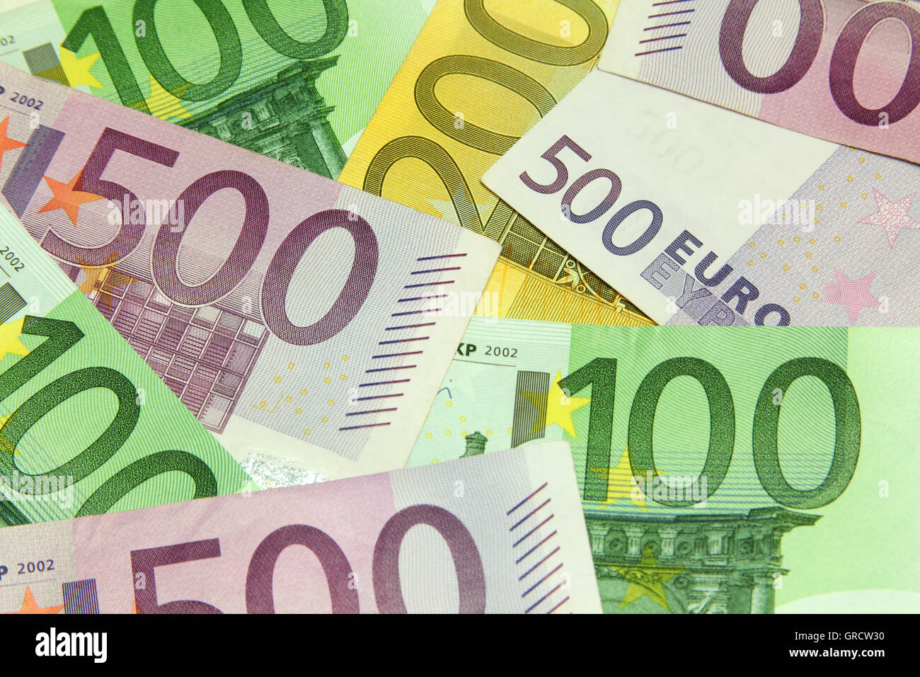 Stack Of 100, 200, And 500 Euro Bills Stock Photo - Alamy