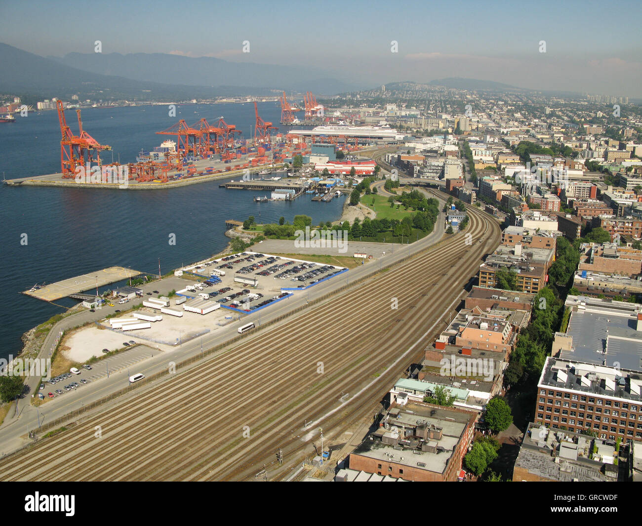 Harbor Of Vancouver With Container Terminal, Cranes And Containers ...