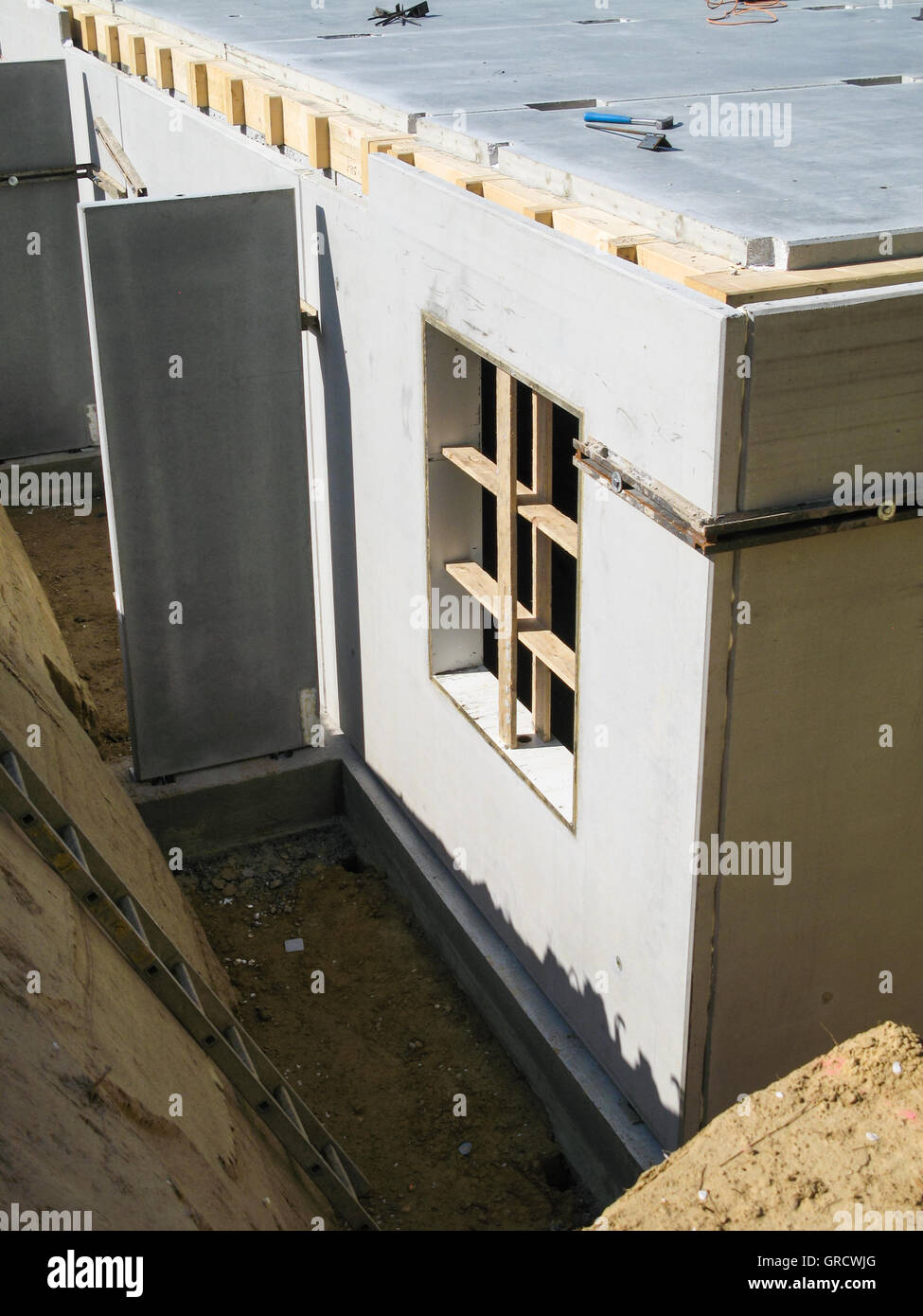 Construction Of A Basement With A Concrete Wall With Recess For A ...