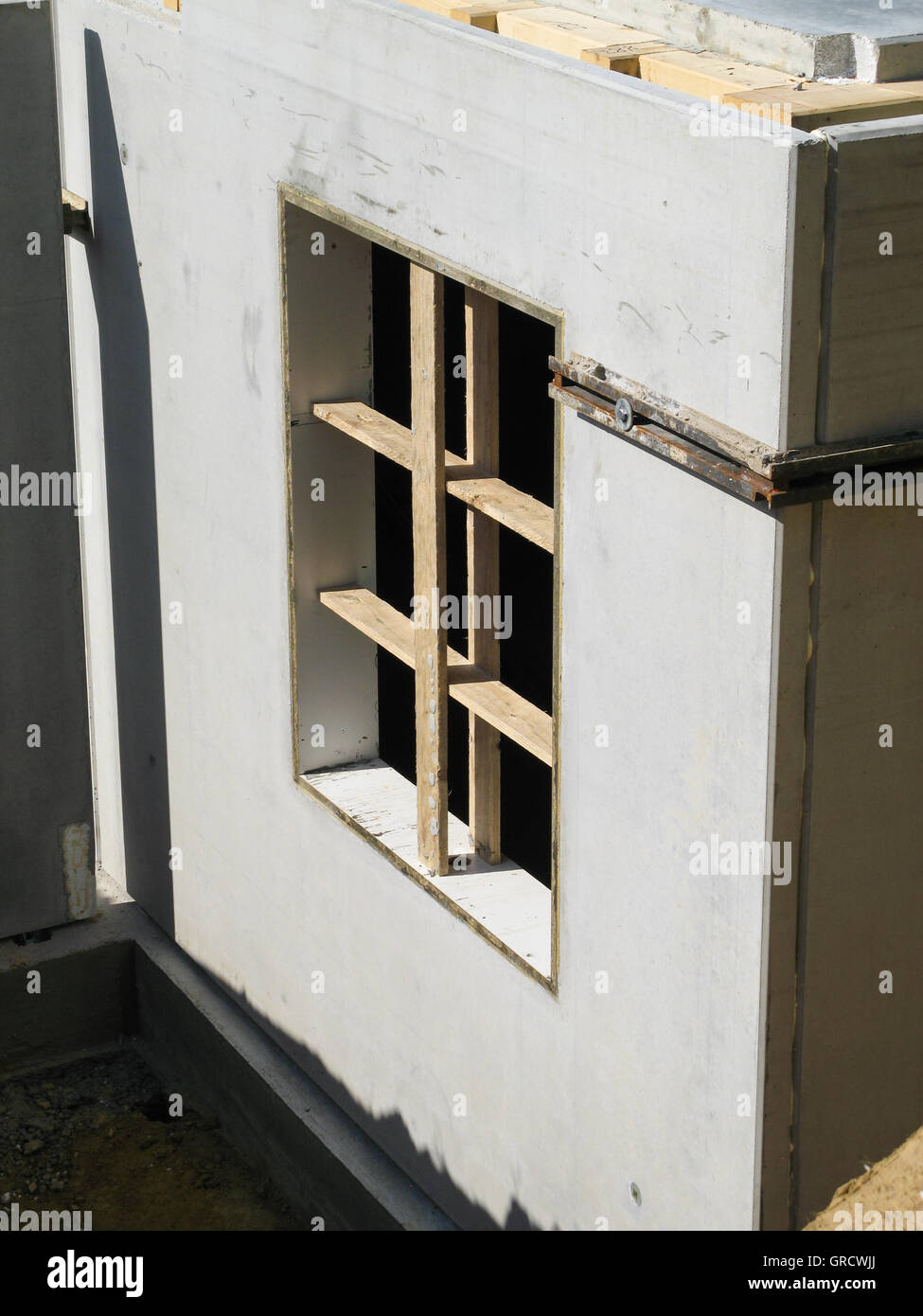 Construction Of A Basement With A Concrete Wall With Recess For A ...