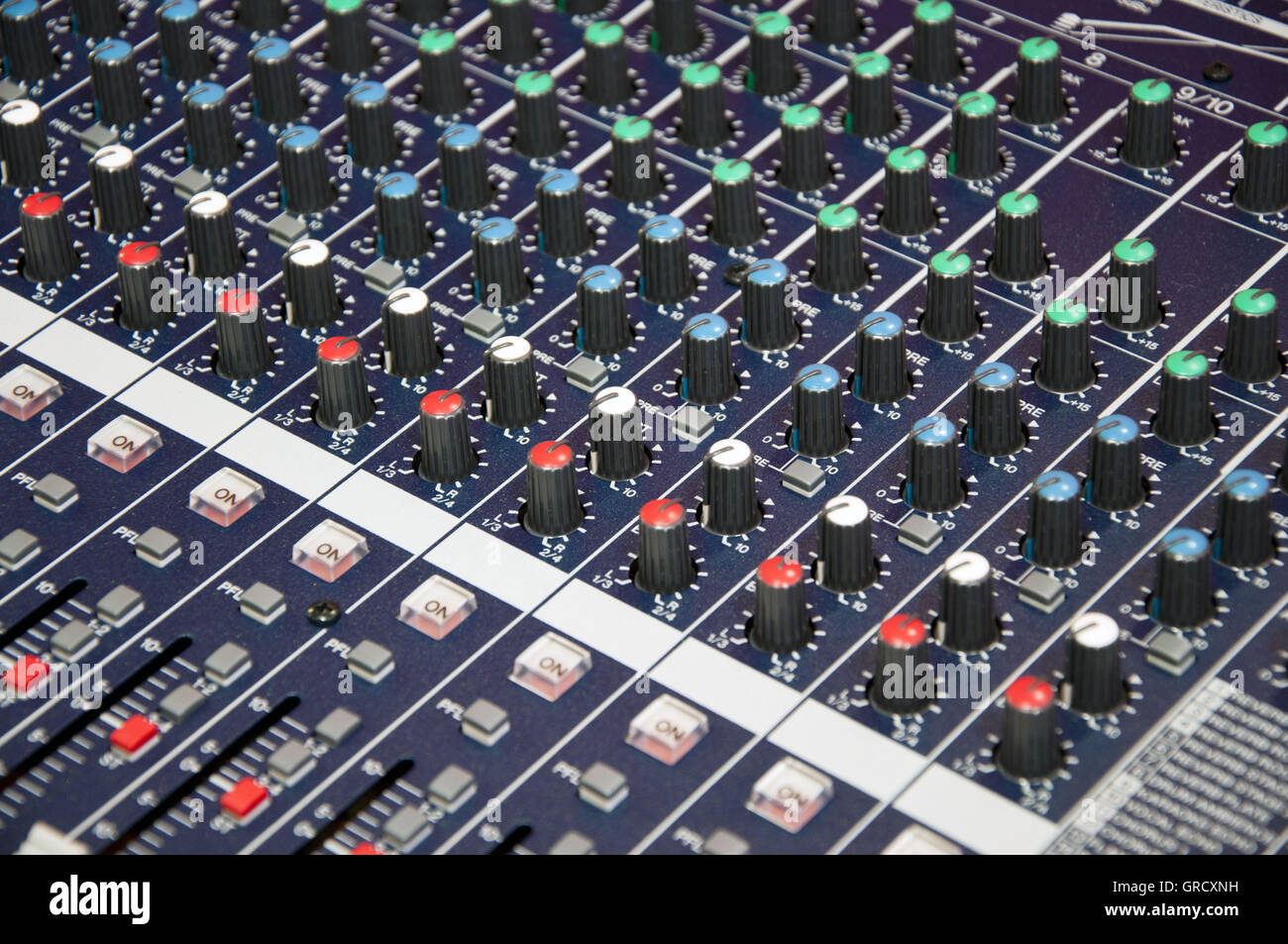Closeup Of A Music Mixer Stock Photo - Alamy