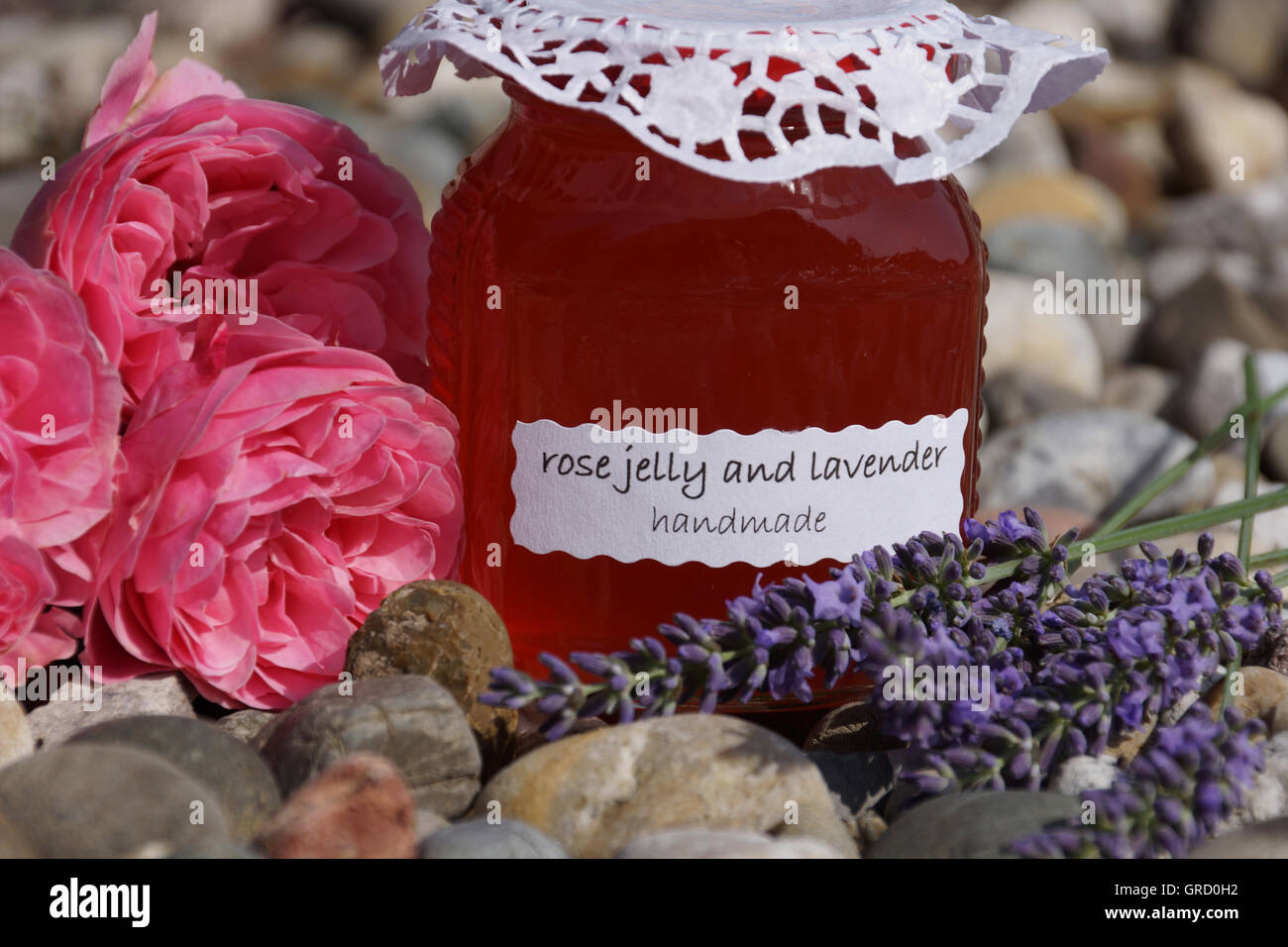 Rose Jelly With Lavender, Handmade Stock Photo - Alamy