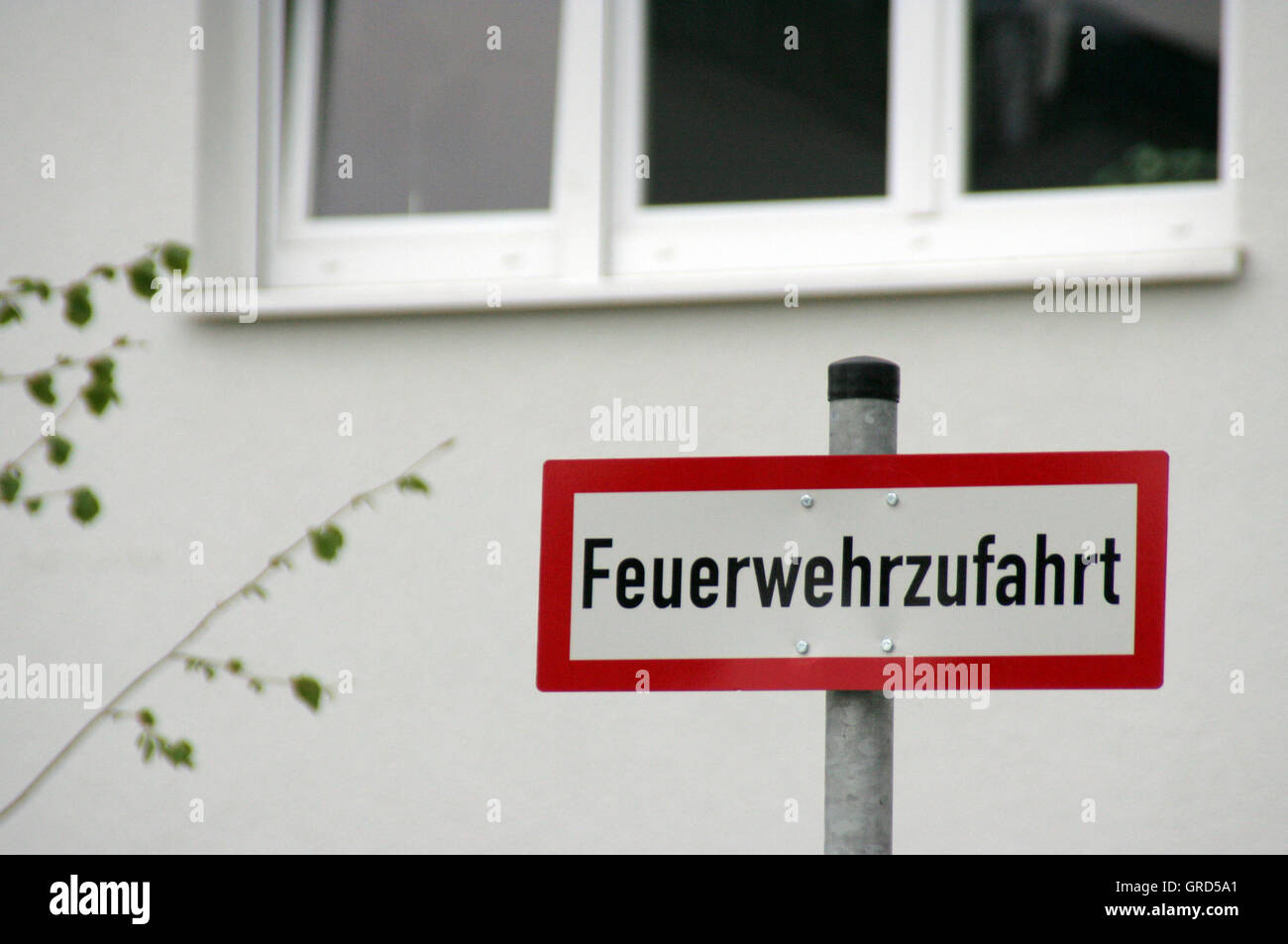 Signage On A Firefighter Accessibility Stock Photo - Alamy