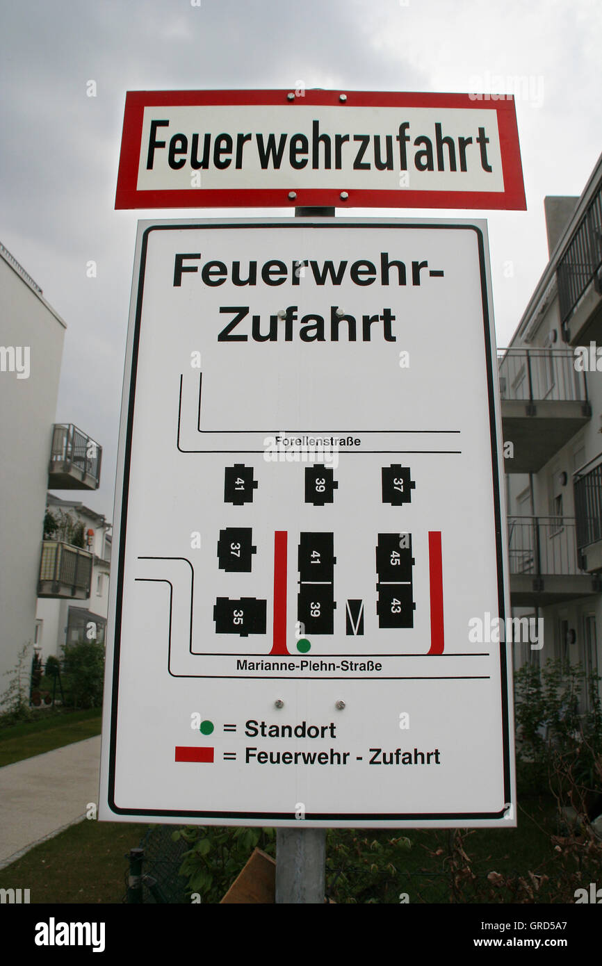 Signage On A Firefighter Accessibility Stock Photo - Alamy