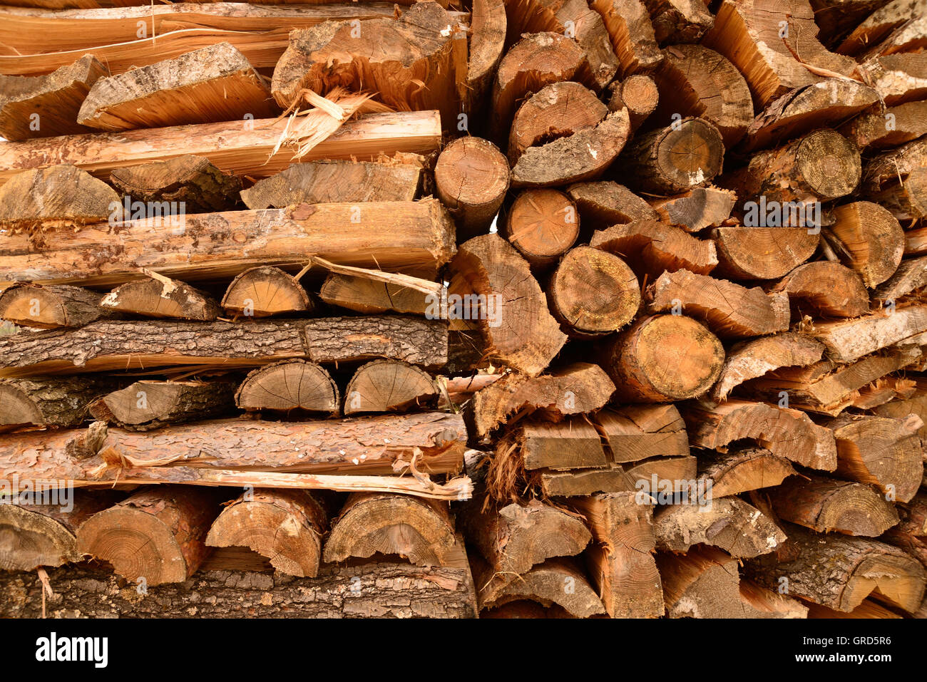 Stack Of Wood From Wood Billets Stock Photo - Alamy