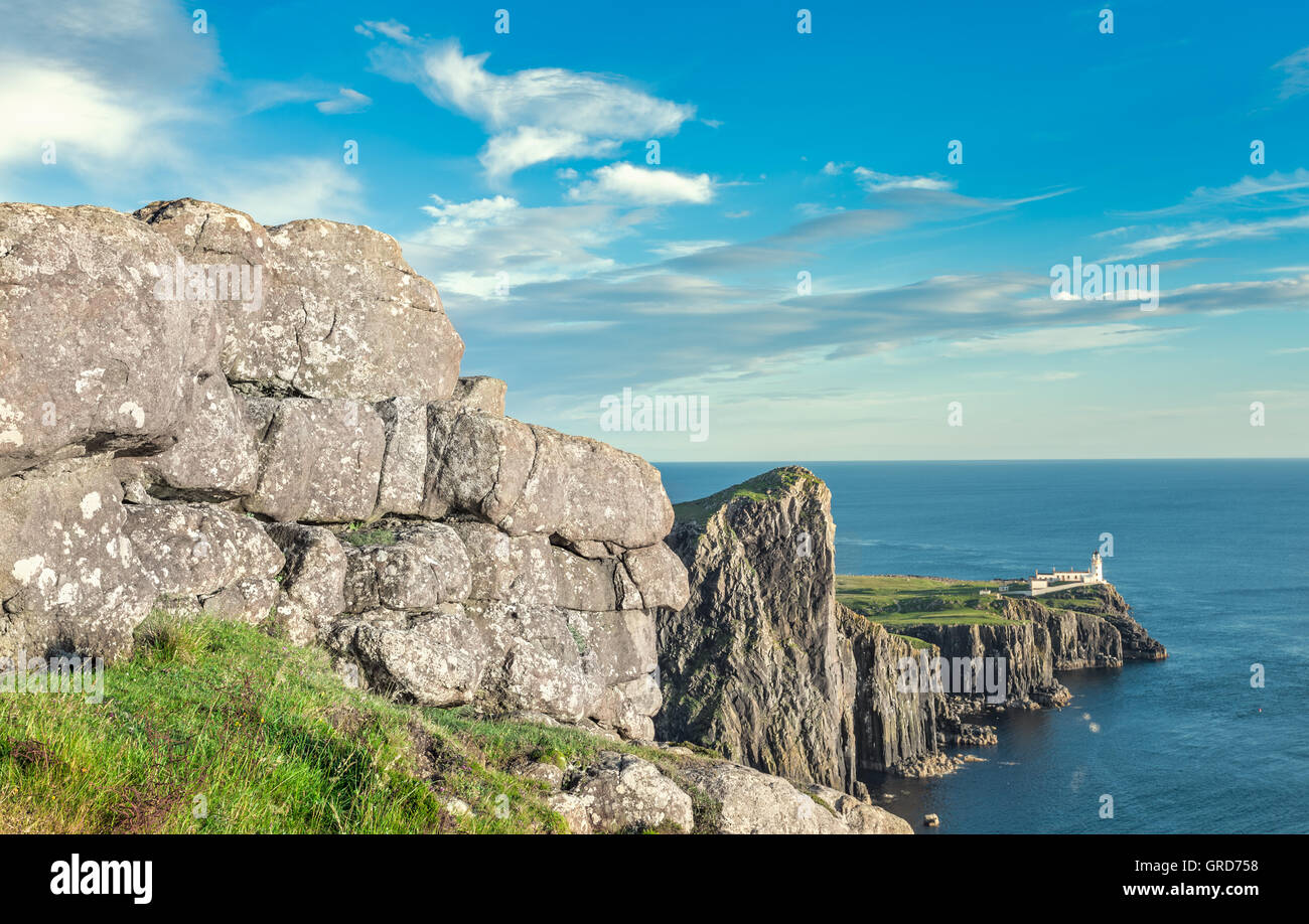 Scottish Lighthouse on Cliffs in the Isle of Skye Stock Photo - Alamy