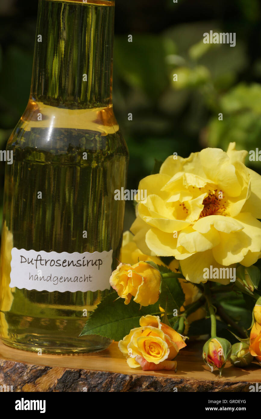 Rose Syrup Homemade Stock Photo - Alamy