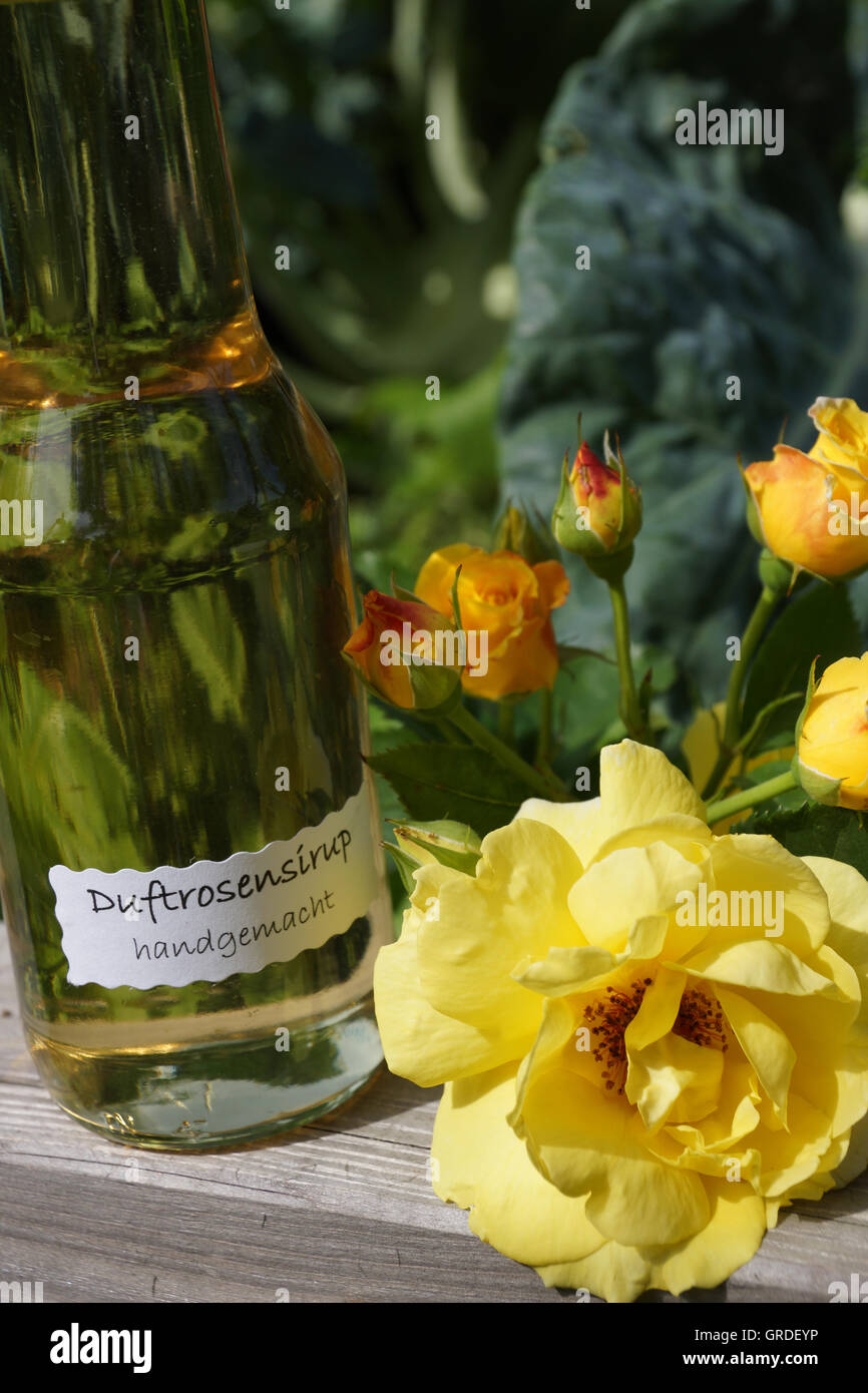 Rose Syrup Homemade Stock Photo - Alamy