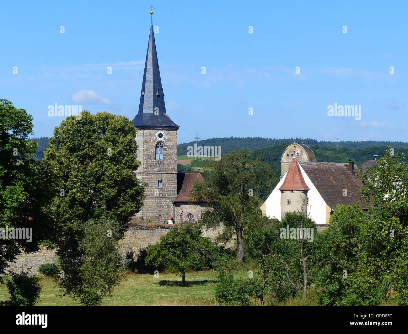 Old Town With Town Wall, Sesslach, Upper Franconia, Bavaria, Germany ...