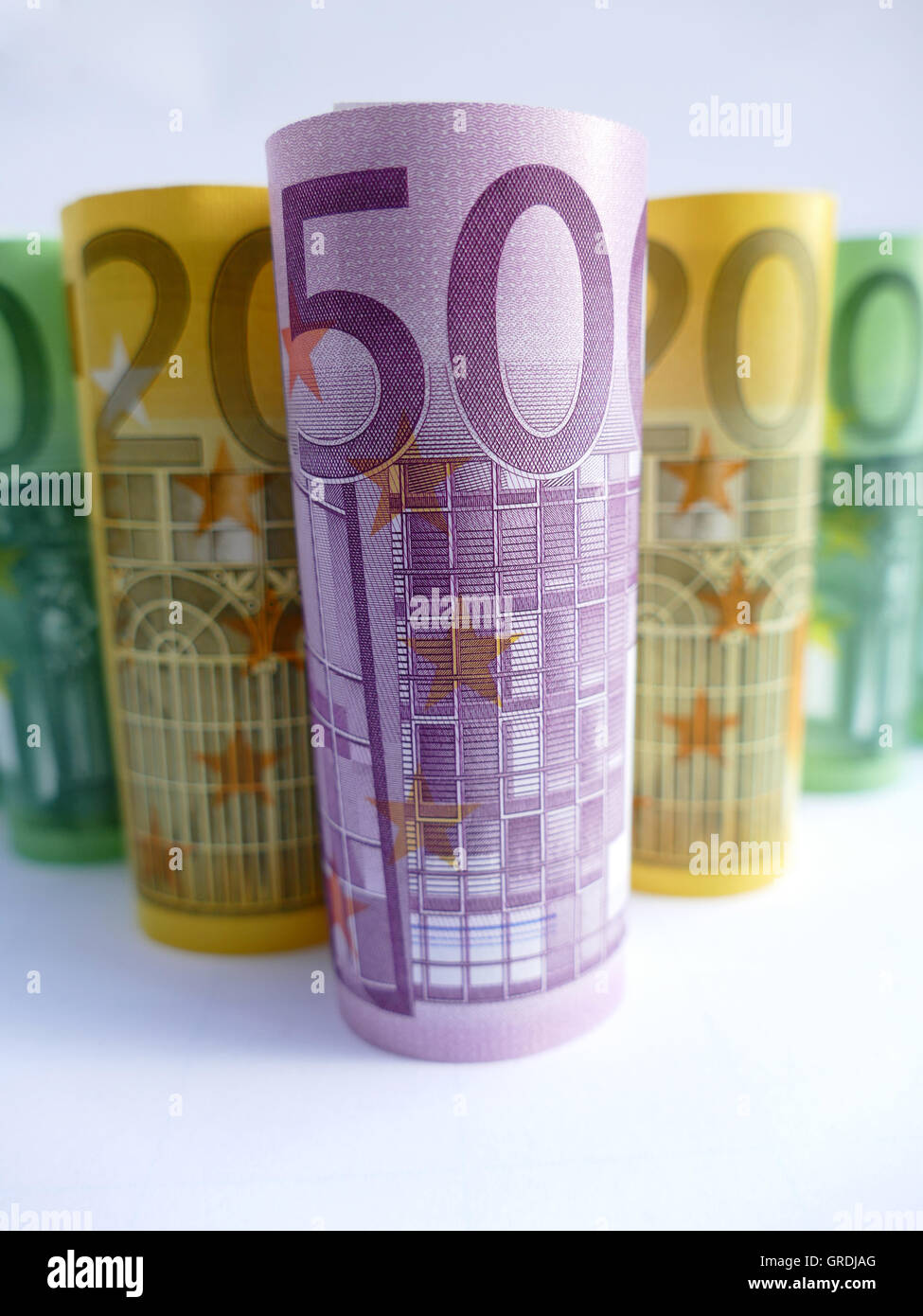 Rolled Banknotes Standing, Euro Stock Photo - Alamy