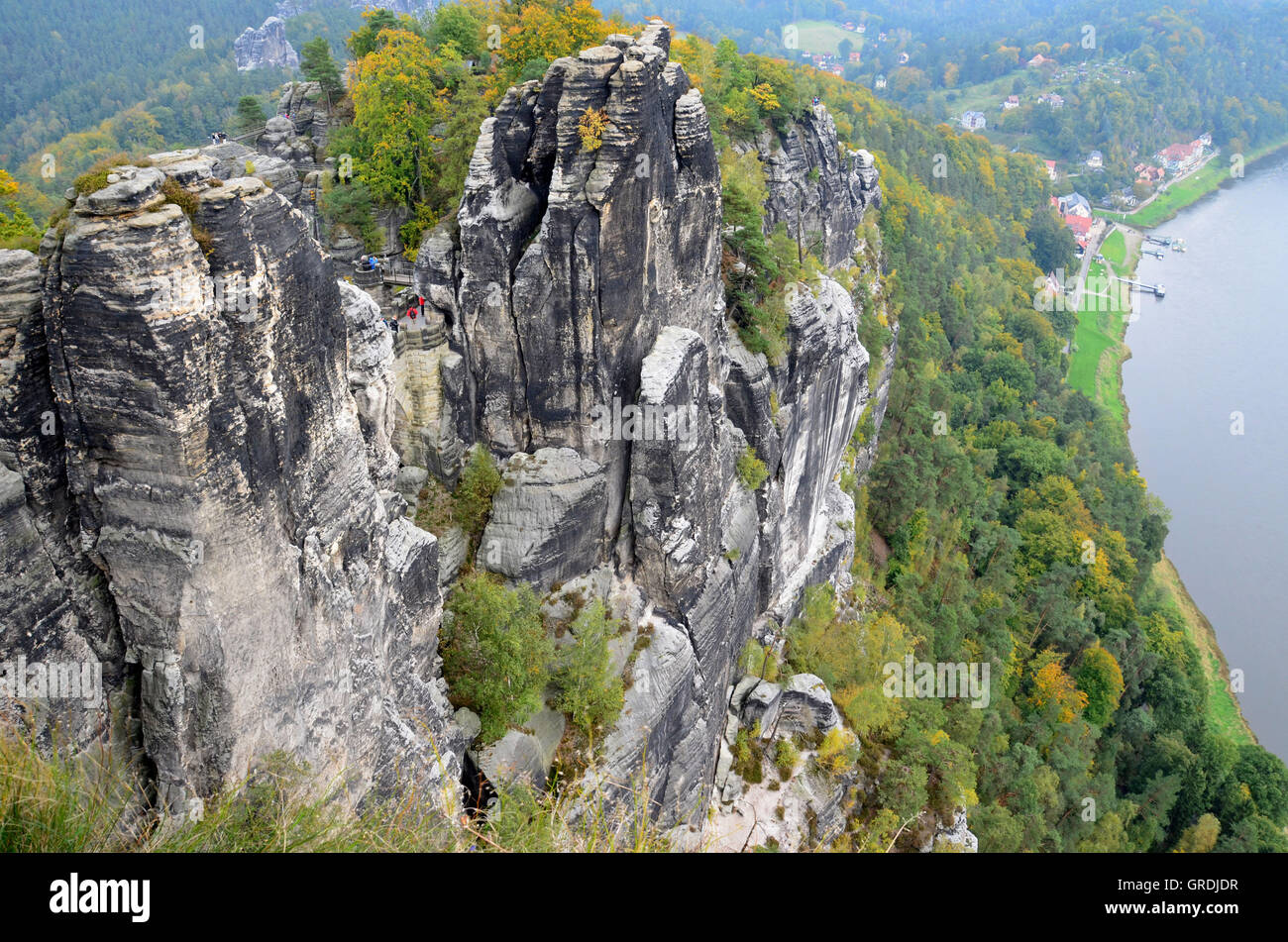Rocks Of Bastei, Saxon Switzerland, Elbe Sandstone Mountains, Saxony ...