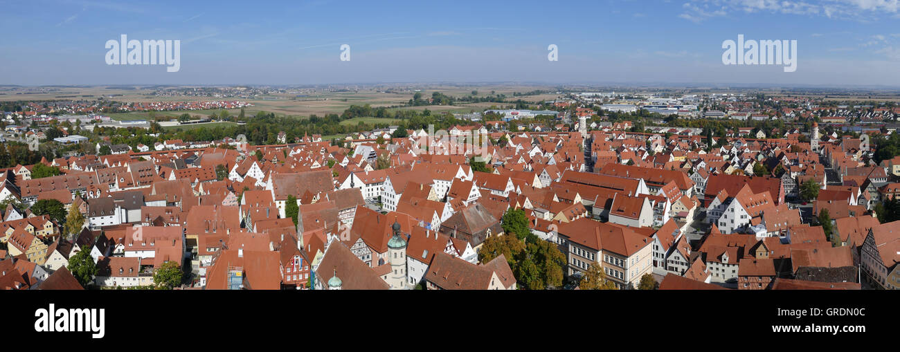 Noerdlingen Panorama, Seen From The Bell Tower Of Daniel Stock Photo ...