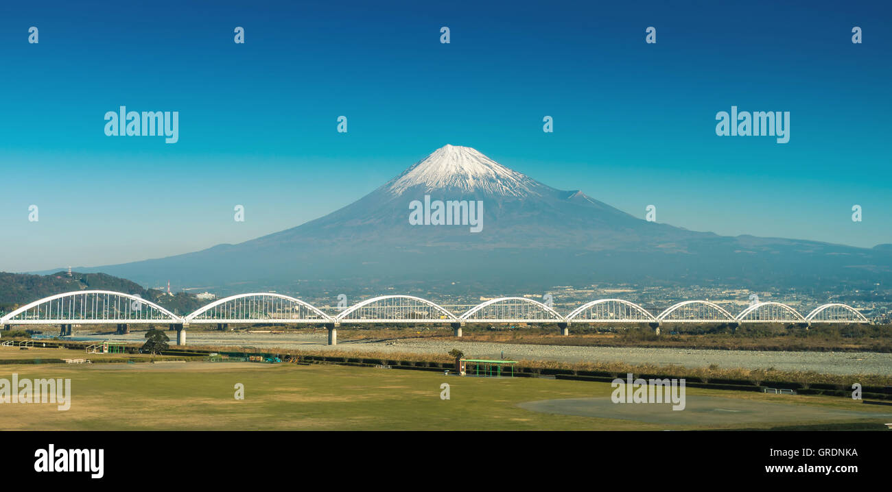 mountain fuji and fuji river from shizuoka prefecture Stock Photo - Alamy