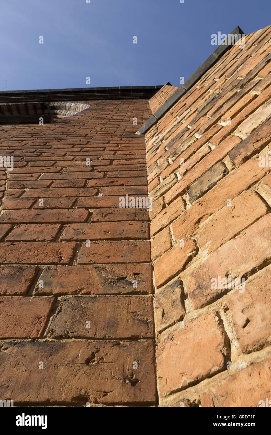 Steep Brick Wall With Joints And Edges Stock Photo - Alamy