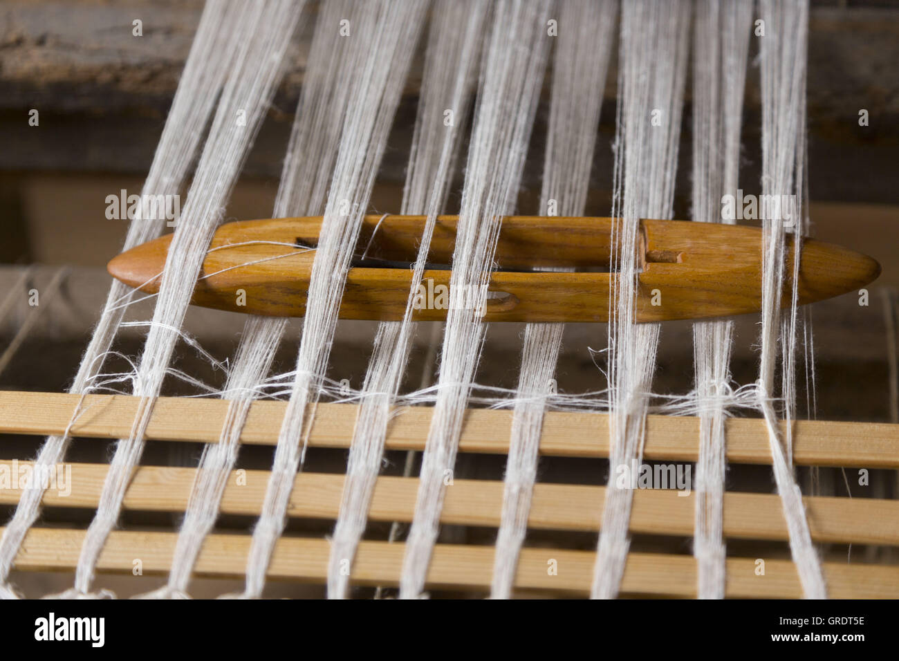 Wooden Keel On A Medieval Loom Stock Photo - Alamy