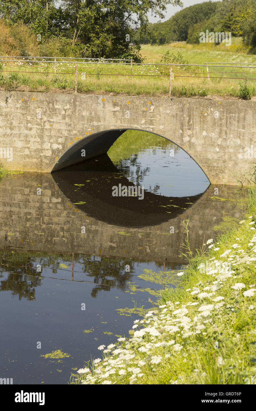 Stone Bridge Over A Wide Drainage Ditch Stock Photo - Alamy