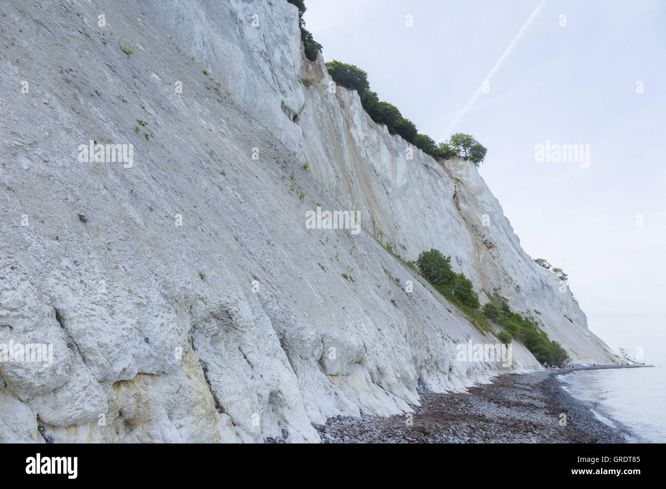Stony Beach On The Cliff With Limestone Cliffs In Mons Klint Denmark ...