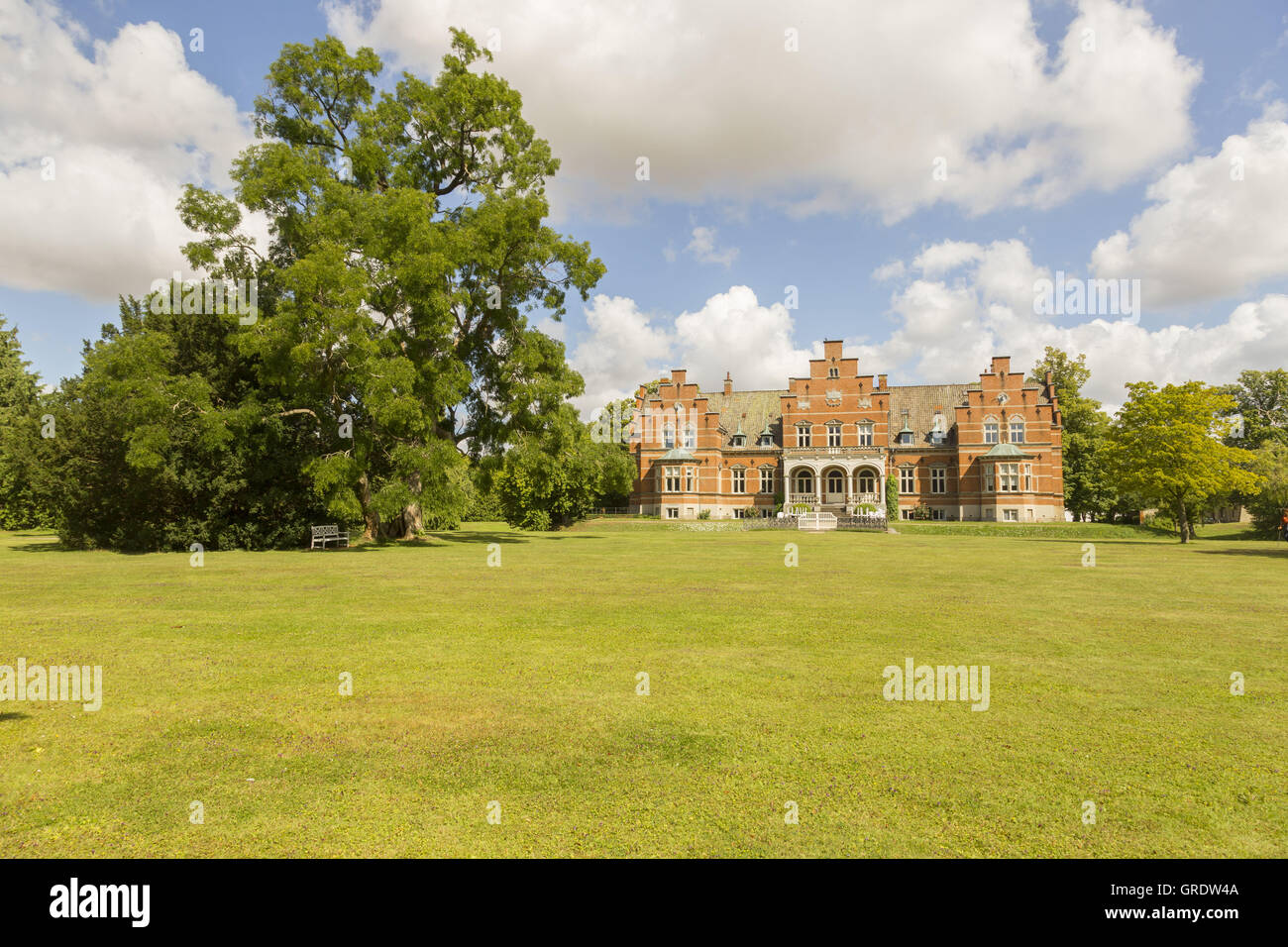 Castle And Large Tree In The Park At Fuglsang Lolland Toreby Denmark ...