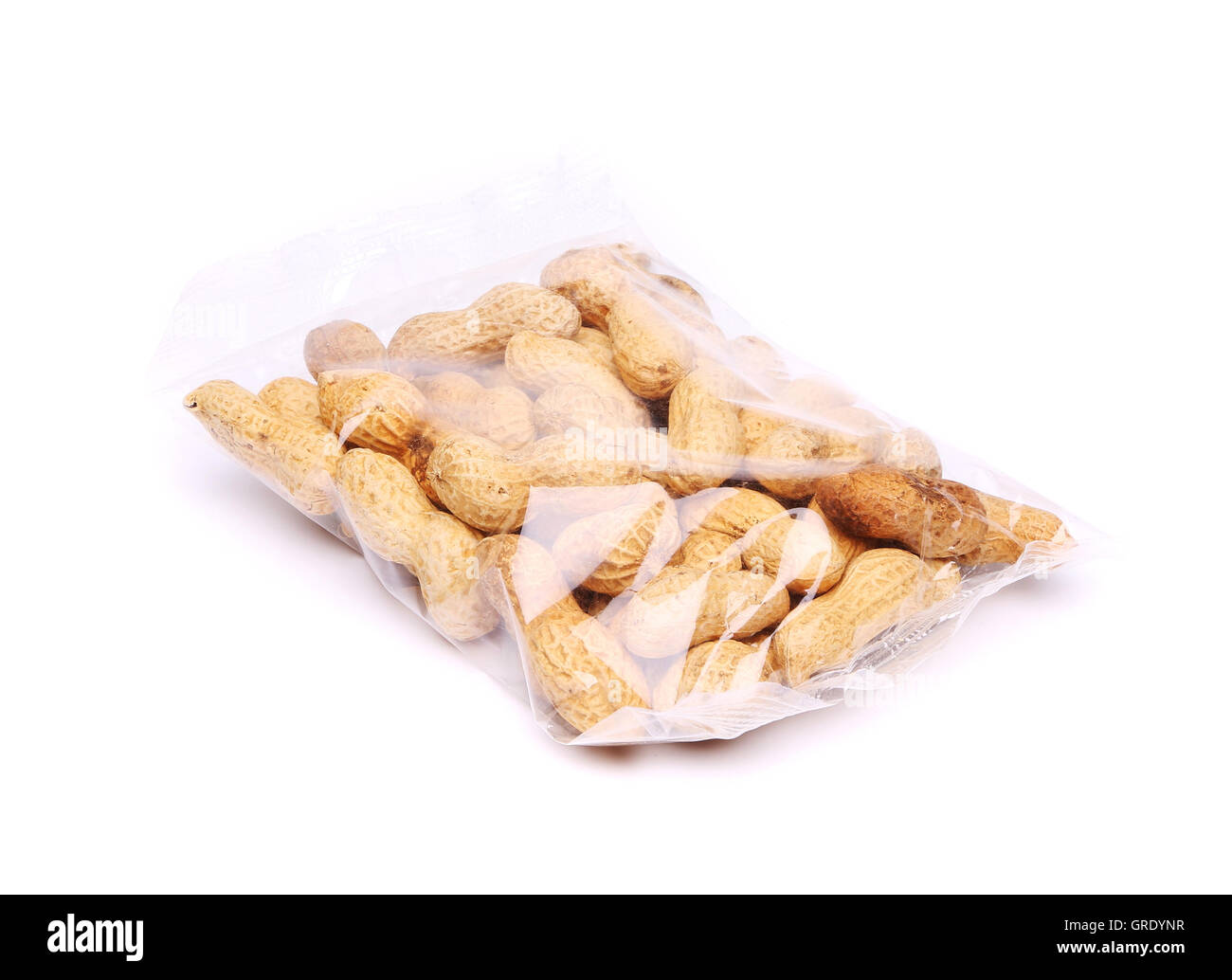 plastic bag of peanuts on the white background Stock Photo - Alamy