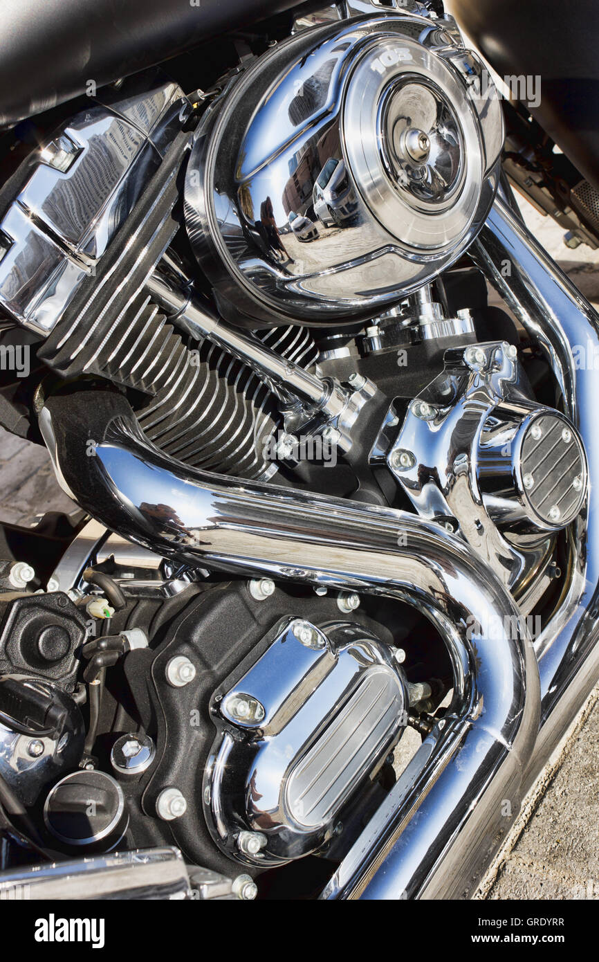 shiny nickel plated metal mechanism the motorcycle Stock Photo - Alamy