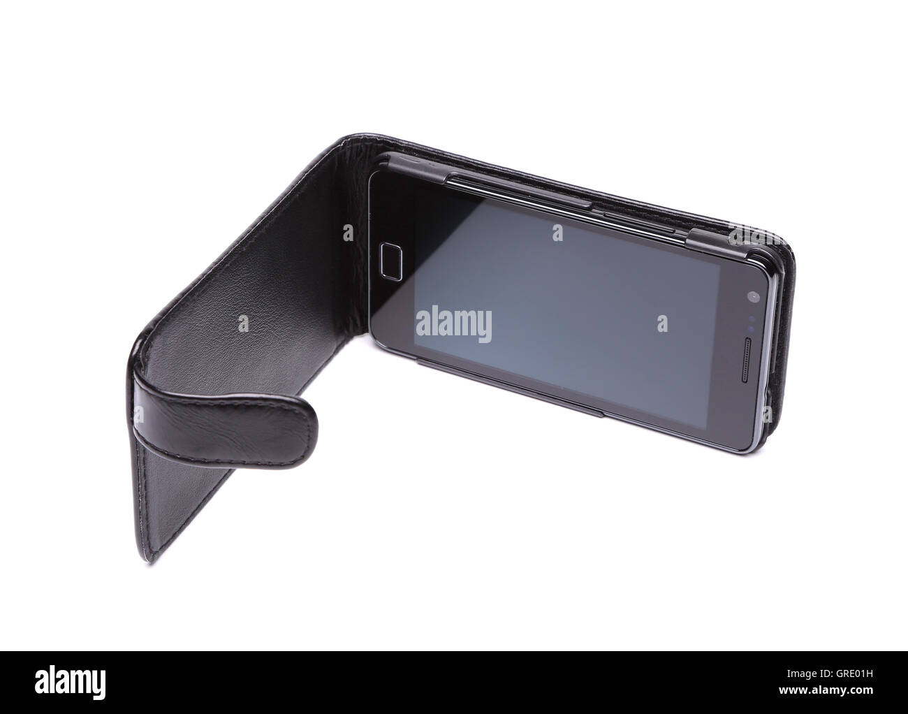 Mobile phone in case isolated on white Stock Photo - Alamy