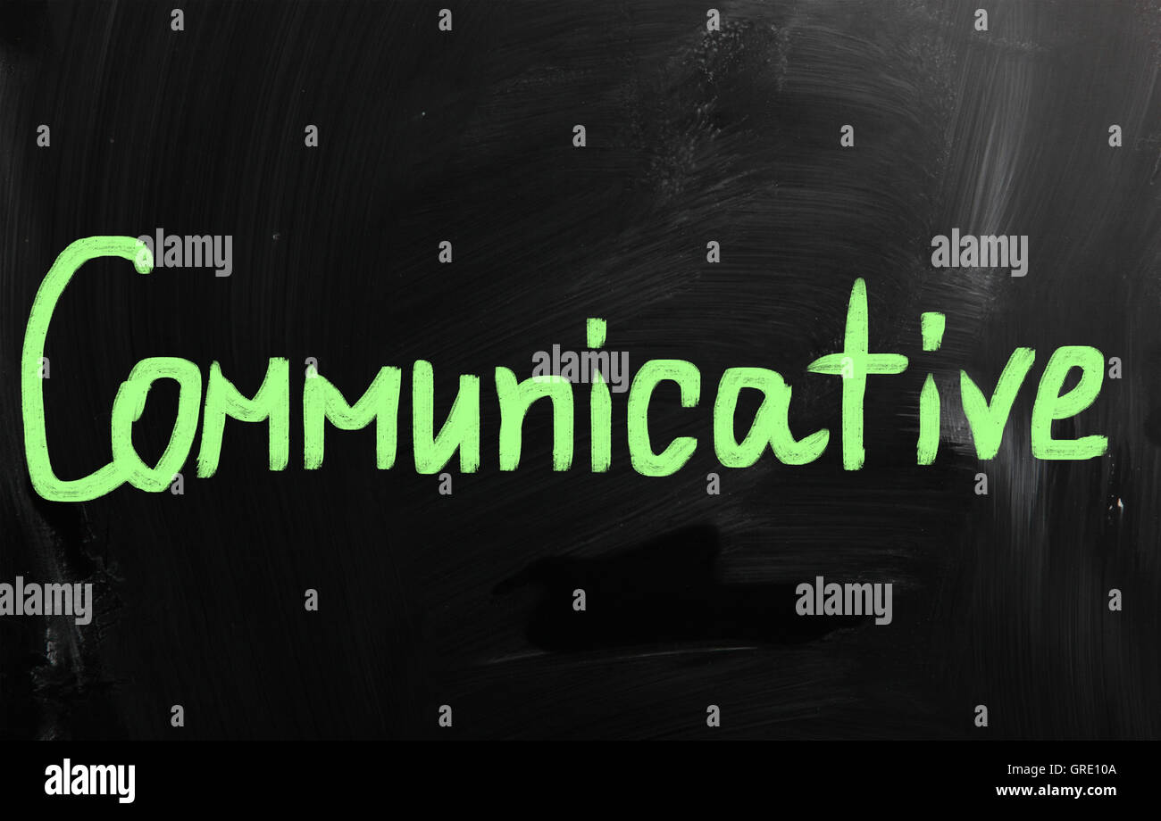 communication handwritten with white chalk on a blackboard Stock Photo ...