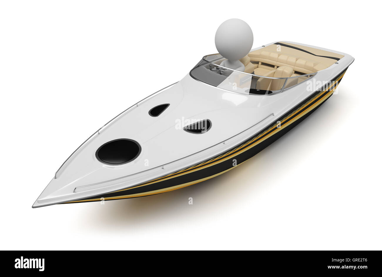 Small white boat people Cut Out Stock Images & Pictures - Alamy