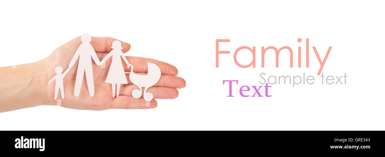 paper family in hands isolated on white Stock Photo - Alamy