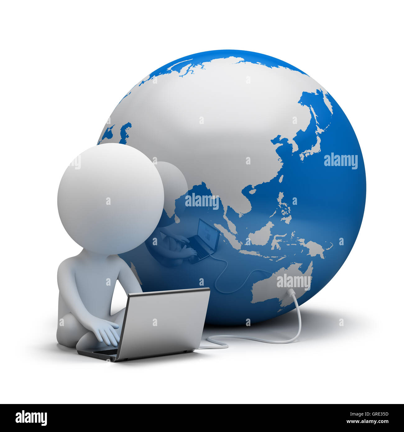 3d small people - global communication Stock Photo - Alamy
