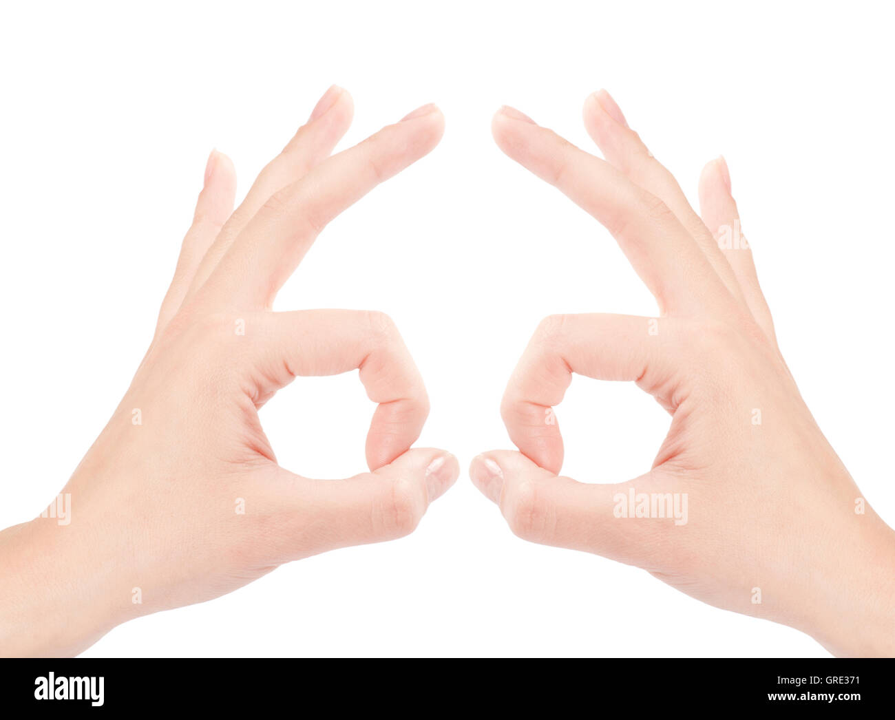 Hand OK sign isolated on white background Stock Photo - Alamy