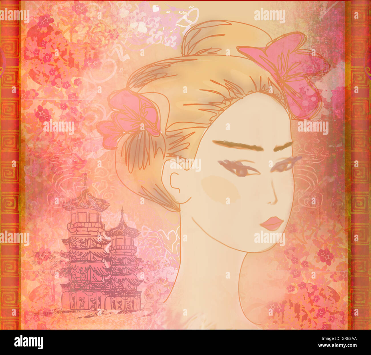 Abstract Beautiful geisha Portrait Stock Photo - Alamy