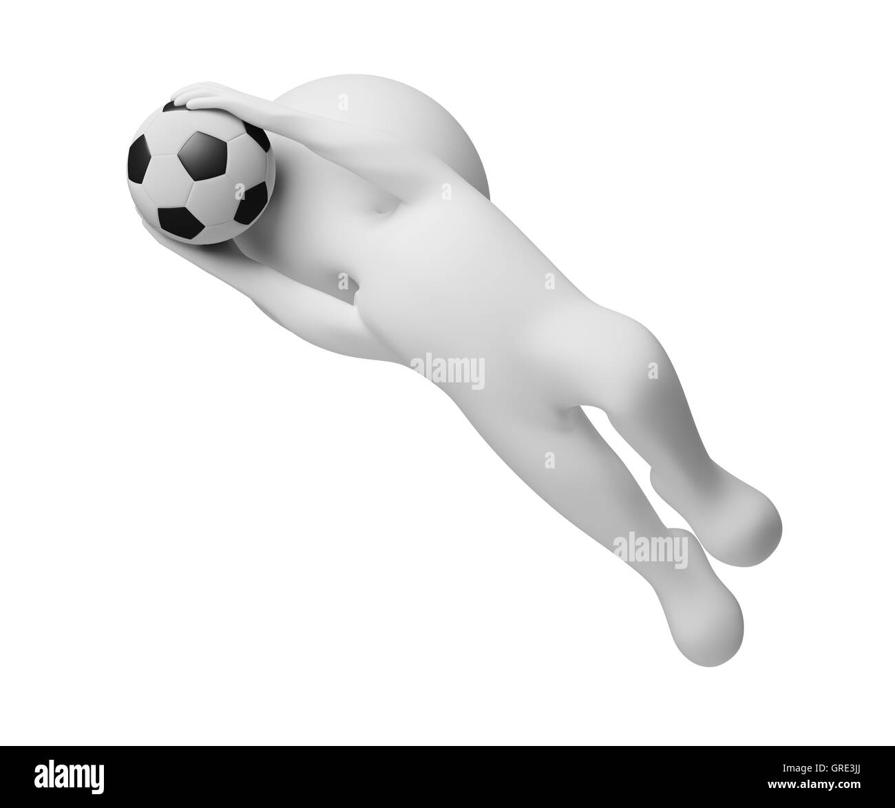 3d small people - goalkeeper a catching ball Stock Photo - Alamy