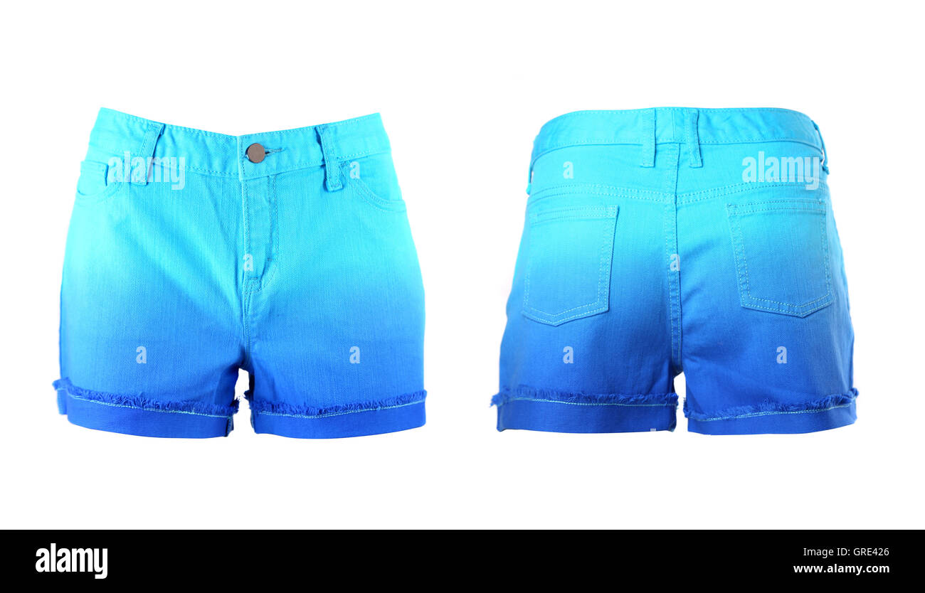 A women jeans shorts isolated. Front and back Stock Photo - Alamy
