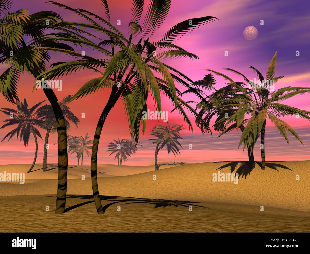 Tropical sunset - 3D render Stock Photo - Alamy
