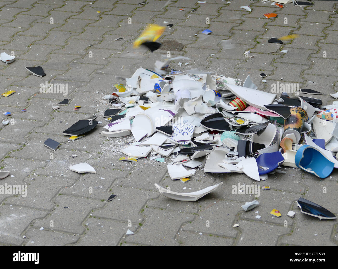 Broken Dishes At Wedding-Eve Party Stock Photo - Alamy