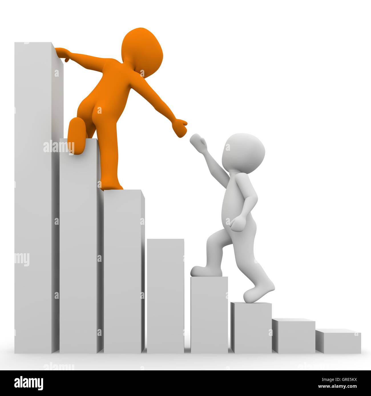 3d character help each other Stock Photo - Alamy