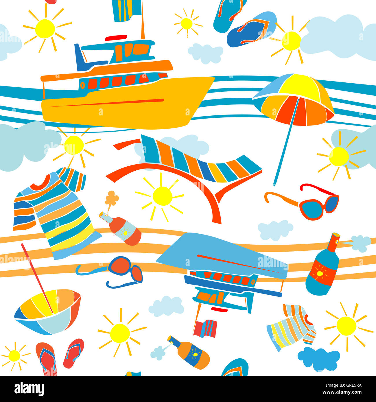 Summer background objects elements Cut Out Stock Images & Pictures - Alamy