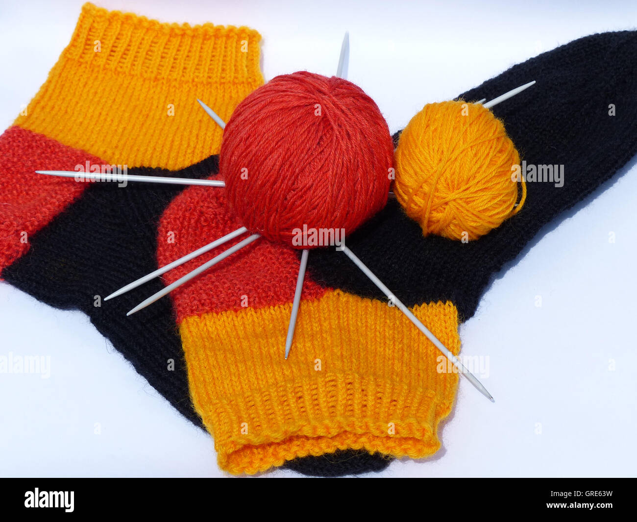 Woolen Socks Handknitted, Colours Of Germany Stock Photo - Alamy