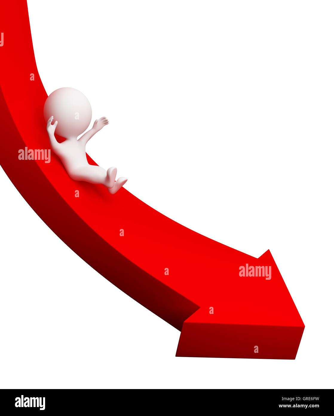 3d small people - arrow downwards Stock Photo - Alamy