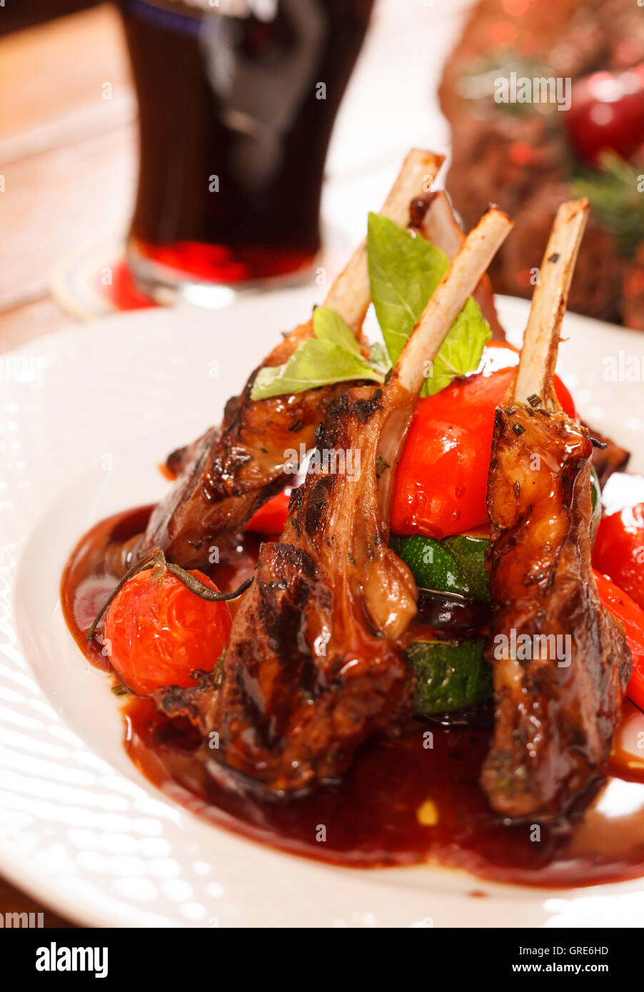 Roasted lamb ribs Stock Photo - Alamy