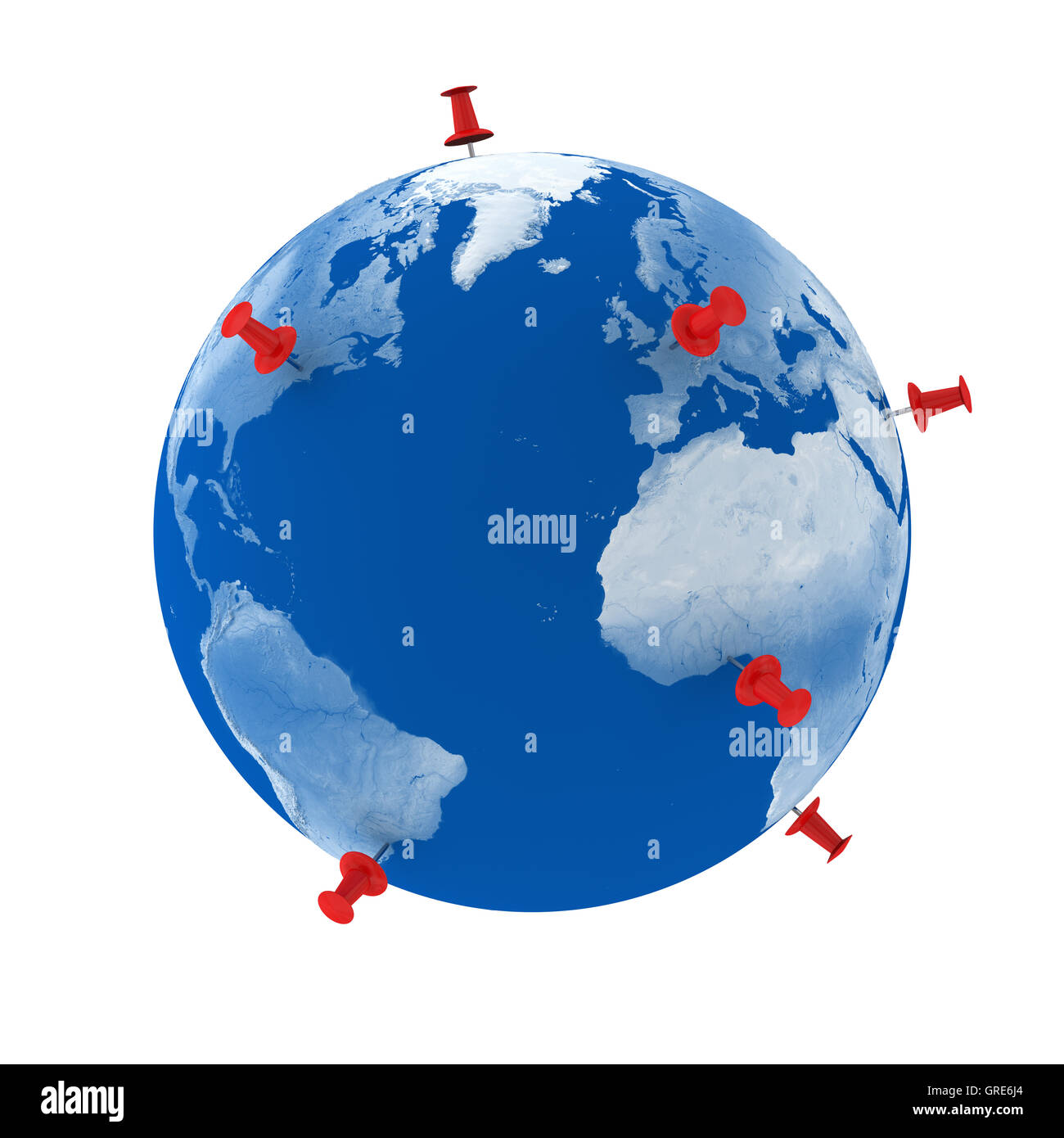 World map earth pins hi-res stock photography and images - Alamy