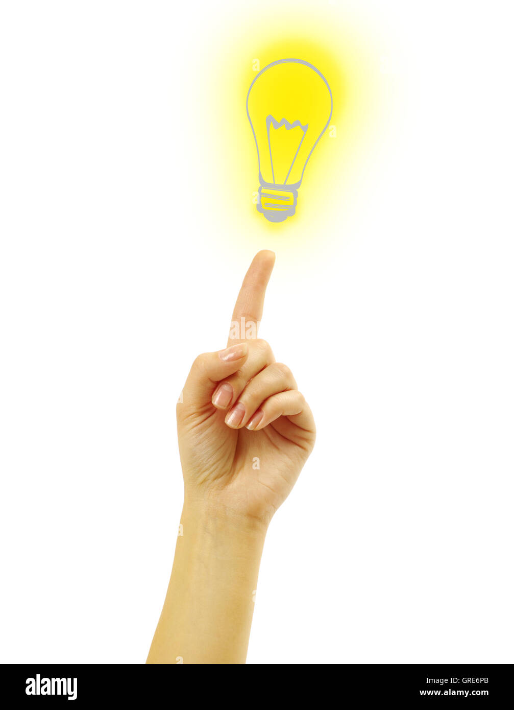 hand with a drawing light bulb Stock Photo - Alamy