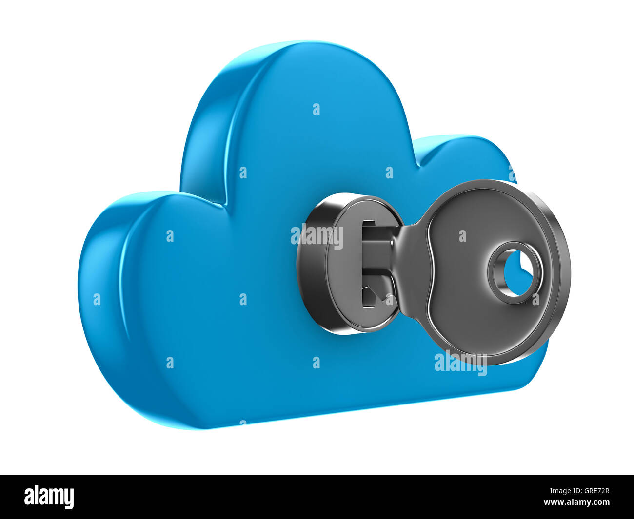 Cloud with key on white background. Isolated 3D image Stock Photo - Alamy