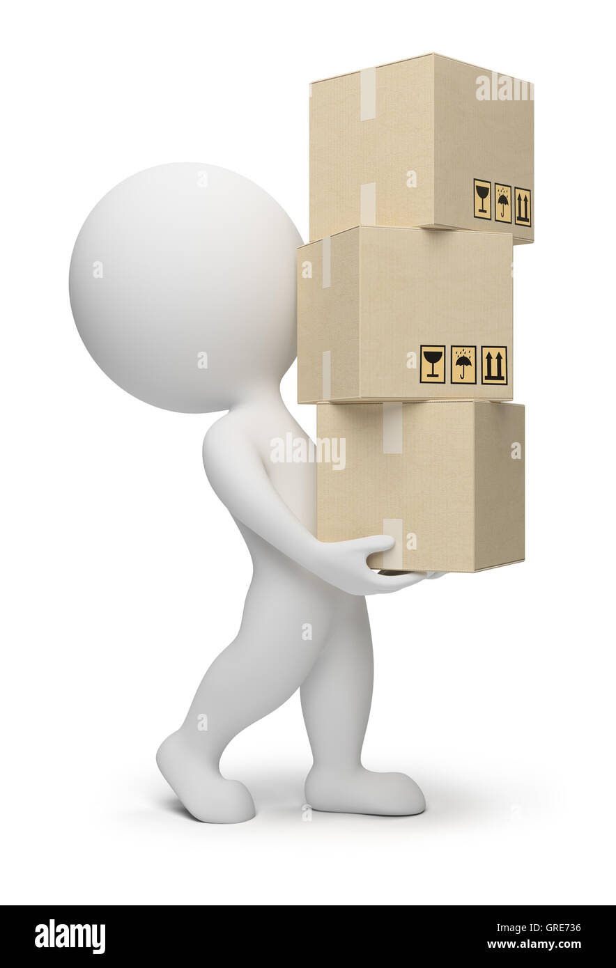 3d small people - boxes Stock Photo - Alamy