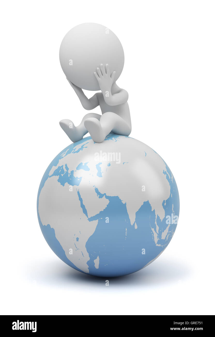 3d small people - global question Stock Photo - Alamy