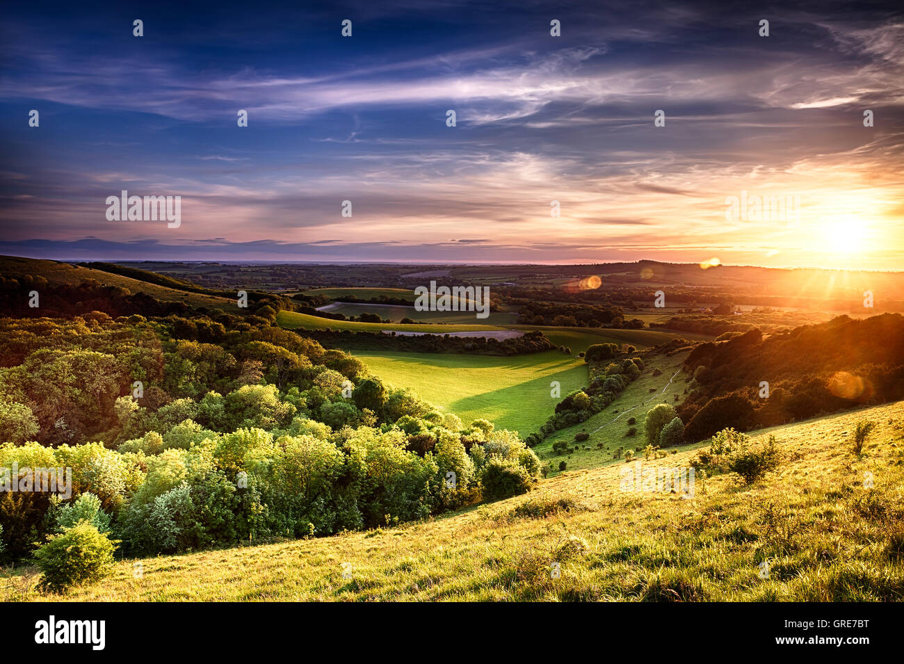 Winchester hill sunset Stock Photo - Alamy