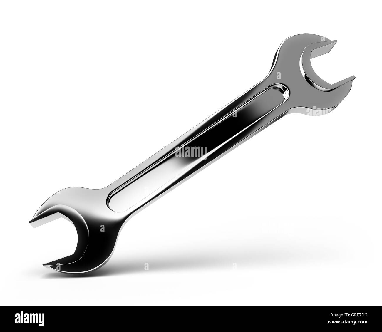 Silver wrench on white Cut Out Stock Images & Pictures - Alamy