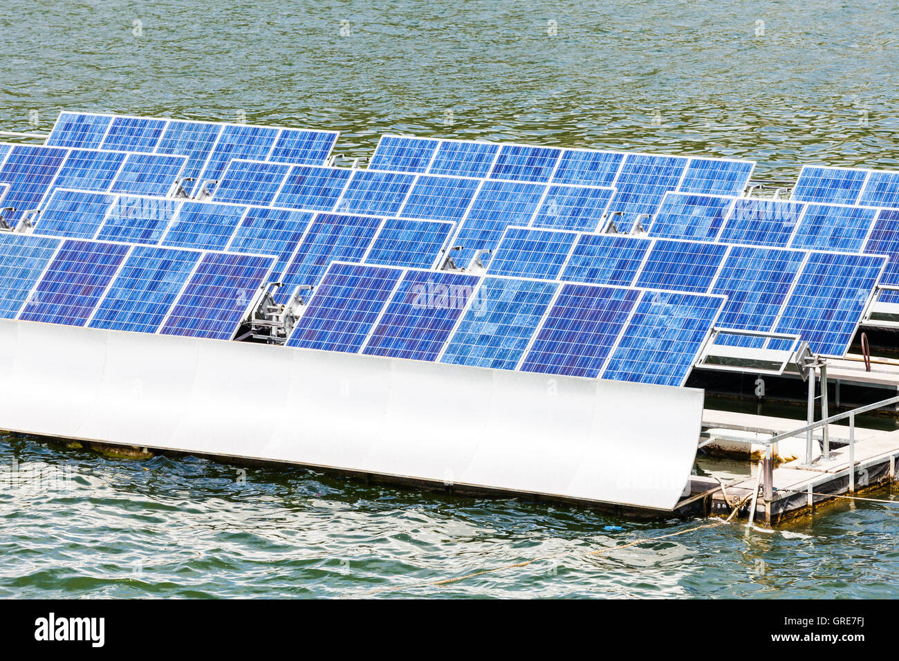 Solar panels on the water Stock Photo - Alamy