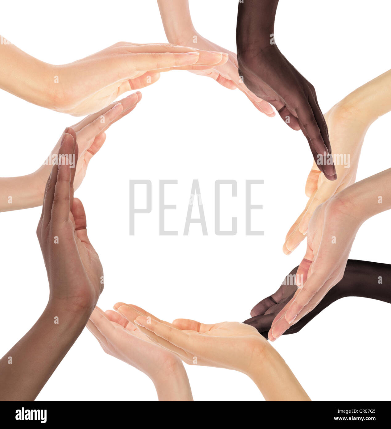Multiracial hands making a circle hi-res stock photography and images ...